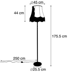 Klasická stojací lampa černá s abajurem Granny B šedý - Simplo
