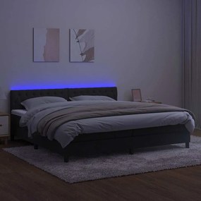 Box spring postel s matrací a LED černá 200x200 cm samet 3134605
