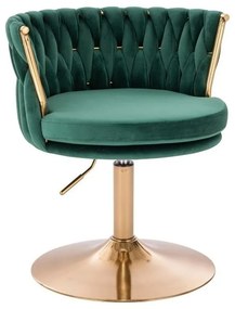 LuxuryForm DESIGN Otočná židle LYON VELUR na zlatém talíři - zelená