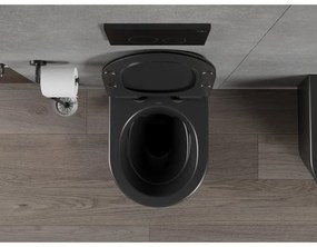 Mexen Rico závěsné wc Rimless s toaletním sedátkem Slim z duroplastu, černá matná - 30720185
