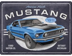 Postershop Plechová cedule: Ford Mustang 1969 Mach 1 Blue - 40x30 cm