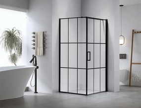 BPS-koupelny Čtvercový sprchový kout HYD-SK13B 90x90 černá/transparent - bez vaničky