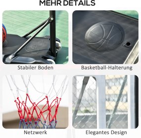 HOMCOM Venkovní basketbalový koš Výškově nastavitelný basketbalový stojan pro děti s kolečky, černý, 83 x 75 x 206-260 cm| Aosom