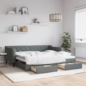 Válenda s přistýlkou a zásuvkami tmavě šedá 90 x 190 cm textil 3197473