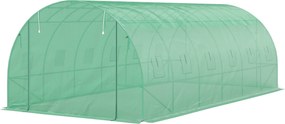 Skleník Outsunny 300x600x200cm - Plachtový skleník s dveřmi, 12 okny, pozinkovaná ocelová tunelová folie, 170 g/m² PE, stabilní rostlinný tunel, sklen