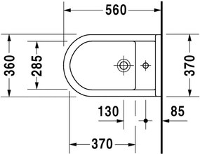 Duravit Starck 3 - Stojící bidet, 1 otvor pro armaturu propíchnutý, 36 x 56 cm, bílý 2230100000