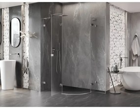Mexen Lunar, L půlkruhový sprchový kout naklápěcí doleva 100 x 80 cm, 8mm čiré sklo, chromový profil, 833L-100L-080P-01-00