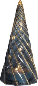 LED svítící stromeček, skleněný, černý, 19 cm