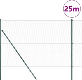 Hexagonální kotvení plotu 25 x 1,6 m Ocel potažená PVC Zelená 3352690