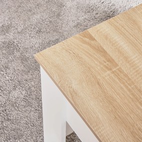 HomCom Zvedací Konferenční Stolek s Skrytým Úložným Prostorem 100x50x45-58.5 cm Bílý a Přírodní