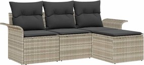 Set pohovek 4 ks 4-Počet míst Šedá polyratan 3345312