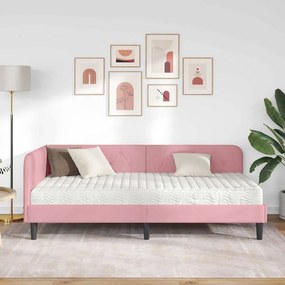 Rohový rám postele Růžová 100 x 200 cm samet 3394167