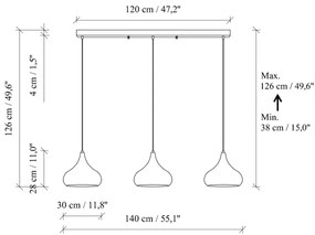 Lustr na lanku MUBA 3xE27/40W/230V měděná