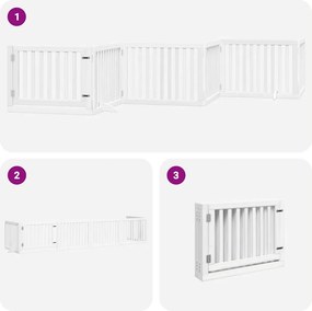 Zábrana pro psy s dvířky skládací 6 panelů bílá 480 cm topol 3155673