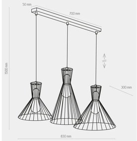Lustr na lanku SAHARA 3xE27/60W/230V