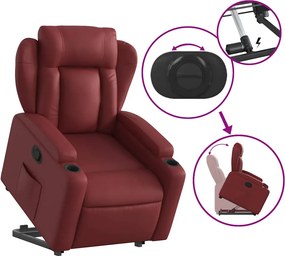 Zvedací polohovací křeslo vínové umělá kůže 3204548
