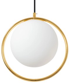 Toolight, Stropní lampa visící skleněná koule 1xE27 APP430-1CP, zlatá-bílá, OSW-01560