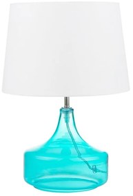 Stolní lampa se skleněnou modrou základnou a bílým stínítkem 42 cm ERZEN Beliani