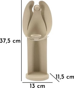 Kovový svícen Angel 37 cm krémový