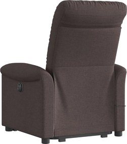 Zvedací masážní polohovací křeslo tmavě hnědé textil 3303269