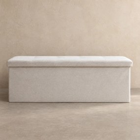 Puf s úložným prostorem, obdélníkový, skládací, 110 × 38 × 38 cm, béžový