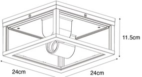 Stropní svítidlo černé s kouřovým sklem 2-světlo IP44 - Charlois