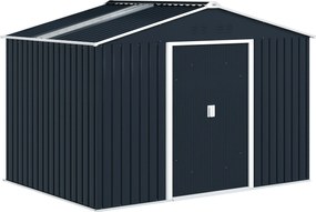 Skl storage shed Outsunny 4,9 m², zahradní kůlna s pultovou střechou, posuvné dveře, základna, 277 x 195 x 192 cm, kůlna na nářadí z pozinkované oceli