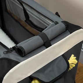 Skládací dopravka pro psy PawHut 60x41x41 cm s okny, měkkým polštářem a 2 ramenními popruhy, taška pro mini psy a kočky, šedá