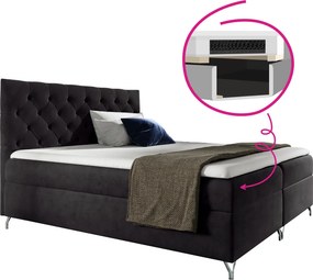 Boxspringová postel, 140x200, černá látka Velvet, GULIETTE + dárek