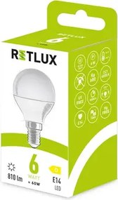 RETLUX RLL 633 G45 E14 mini Globe 6W / 810 lm / 4000K - studená bílá /