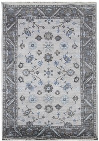 Diamond Carpets India, Ručně vázaný kusový koberec Diamond DC-USHAK silver/black, 365x457, šedá, kancelář