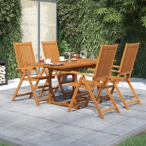 5dílný zahradní jídelní set masivní akáciové dřevo 120-170 cm 3079645