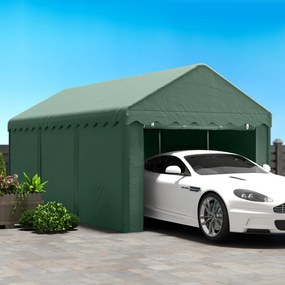 Outsunny přístřešek pro auto 3x6 m stanová garáž s rolovacími vraty, střechou, odnímatelnými bočními stěnami, UV odolný vodotěsný garážový stan příst…