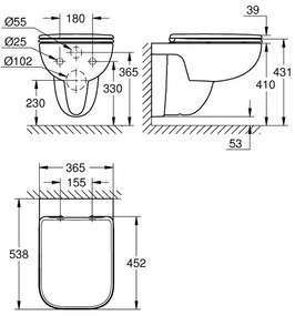 GROHE 39815000 - Závěsné WC START EDGE 53,8 x 36,5 cm durobílá