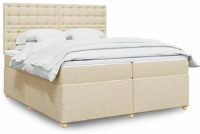 Box spring postel s matrací krémová 200x200 cm textil 3291406