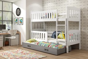 BMS Group Dětská patrová postel s přistýlkou KUBUS bílá Velikost postele: 200x90 cm, Barva šuplíku: Bílá