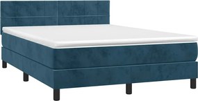 Box spring postel s matrací tmavě modrá 140x190 cm samet 3141303