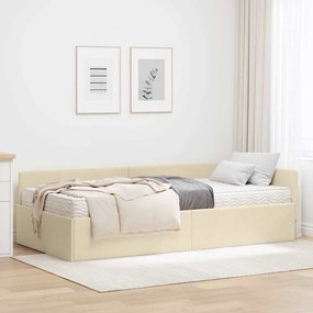 Rohový rám postele s matrací Jiný s čelo 2 ks Krémová textil 3393603