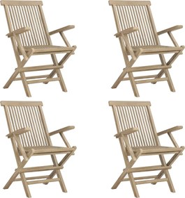 5dílný zahradní jídelní set šedý masivní teakové dřevo 3155043