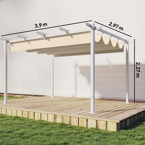 Pergola 3 x 4 m s posuvnou střechou, magnetické zámky, UV30+ Béžová barva