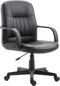Ergonomická a otočná kancelářská židle Vinsetto, kancelářské křeslo s nastavitelnou výškou v umělé kůži 60x60x94-103cm Černá | Aosom