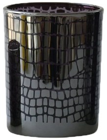 Černý lesklý skleněný svícen Mosa s mozaikou - 10*10*12,5cm