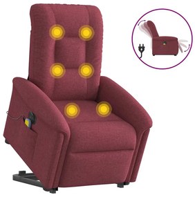 Elektrické zvedací masážní polohovací křeslo vínové textil 3303287