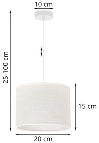 Závěsné svítidlo Juta, 1x bílé jutové stínítko, (fi 20cm), w