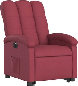 Elektrické zvedací polohovací křeslo vínové textil 3204119