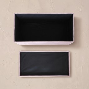 Obdélníkový velurový taburet s úložným prostorem, skládací, 76 × 38 × 38 cm, růžový