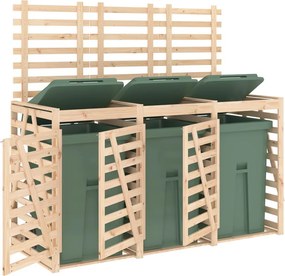 Úložný box na tři popelnice masivní borové dřevo 3157691