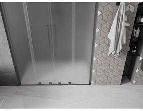 Mexen Velar L Duo, posuvné sprchové dveře do otvoru 140 cm, 8mm sklo námraza, broušený grafit, 871-140-003-32-95