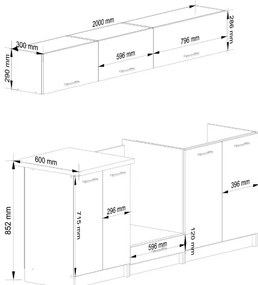 Kuchyňská linka OLIWIA G1 2.0 m bílá / beton