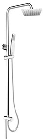Mereo Sprchový set s tyčí hranatý, nerezová hlavová sprcha a třípolohová ruční sprcha Varianta: Sprchový set s tyčí, hadicí, ruční a talíř. hranatou …